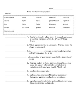 3-6 Free Resources: Poetry and Figurative Language Quiz