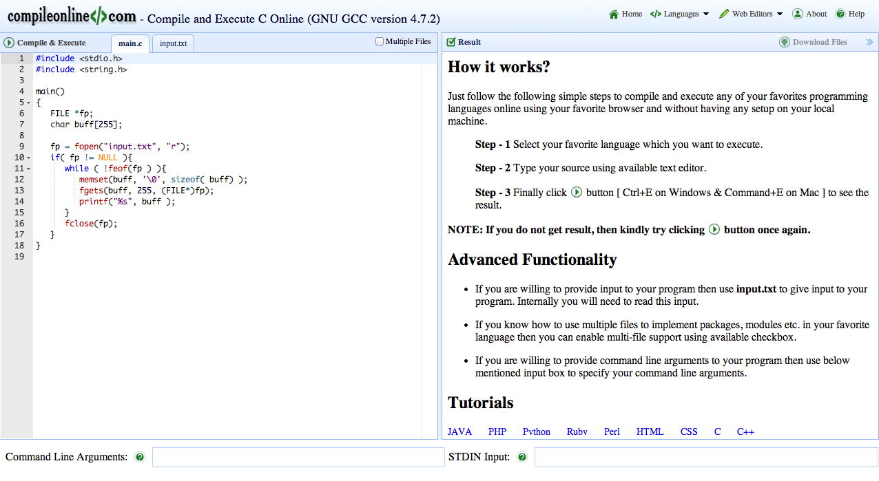 Internesque: Compile and Execute your favorite programming languages ...
