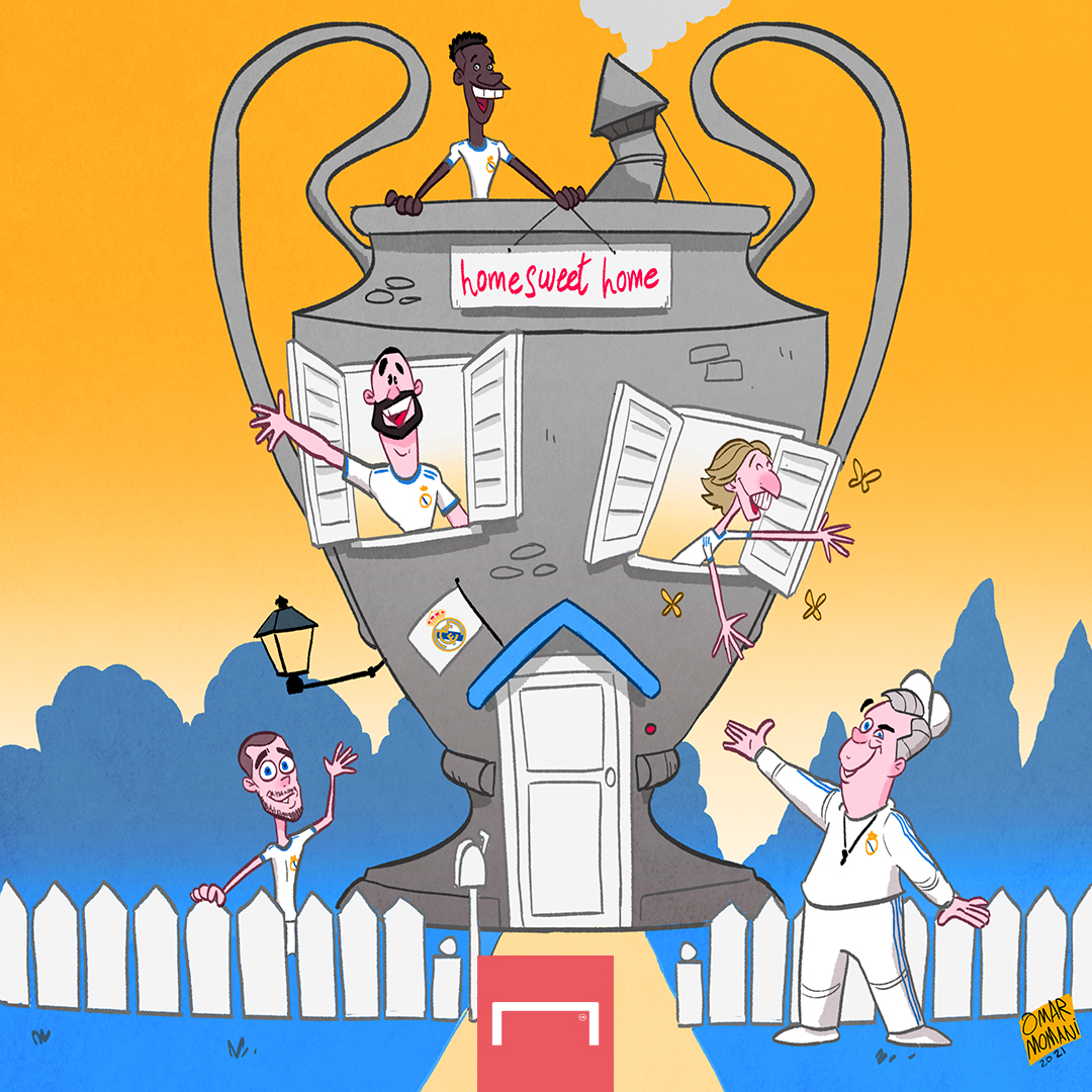 Omar Momani cartoons: Real Madrid and the 100 UCL home wins