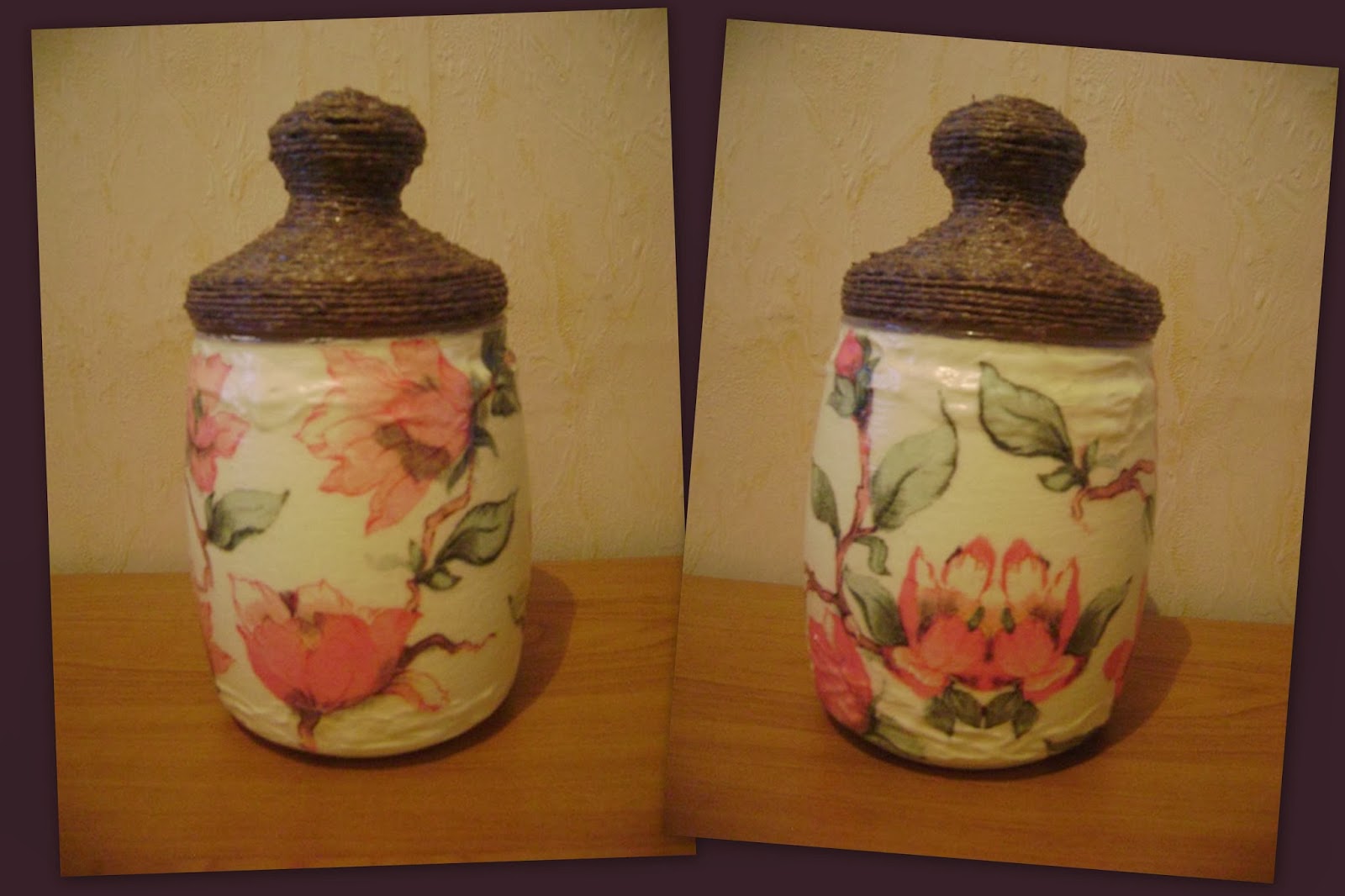 Dekupāžas darbnīca: Dekupētas bakaleja burkas