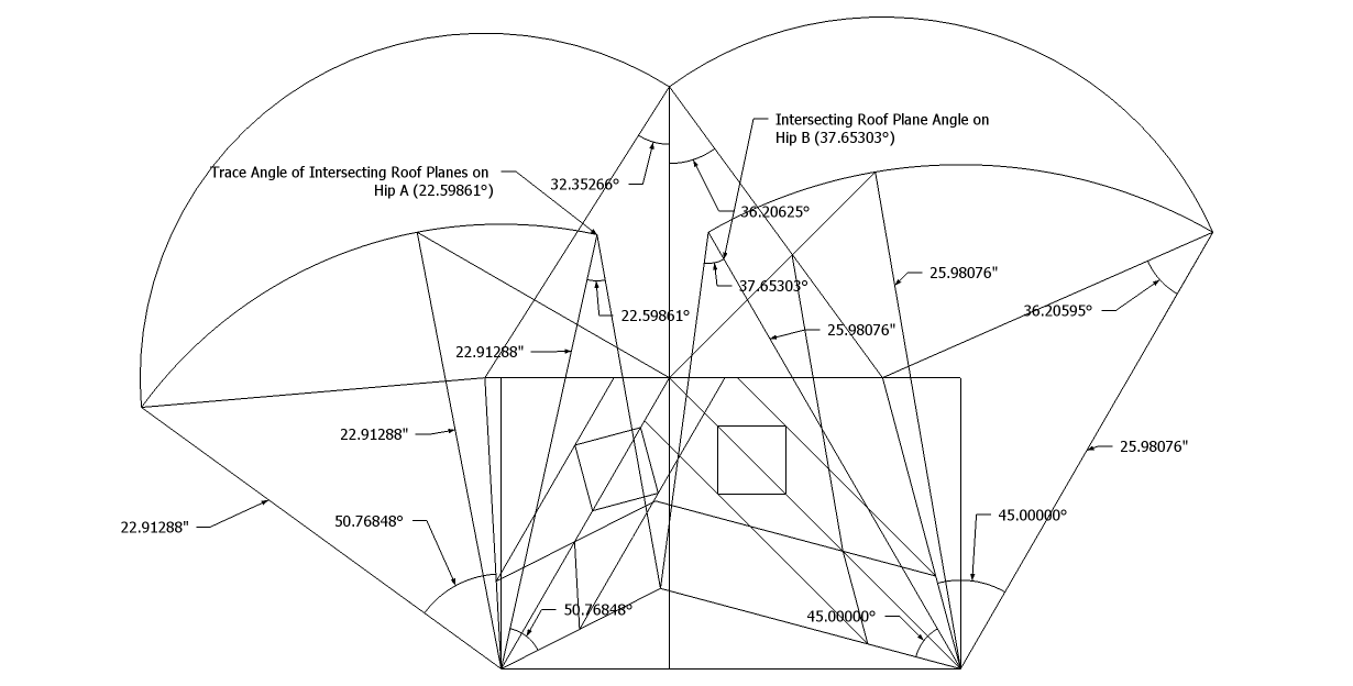 Roof Framing Geometry: When Hips Collide #2