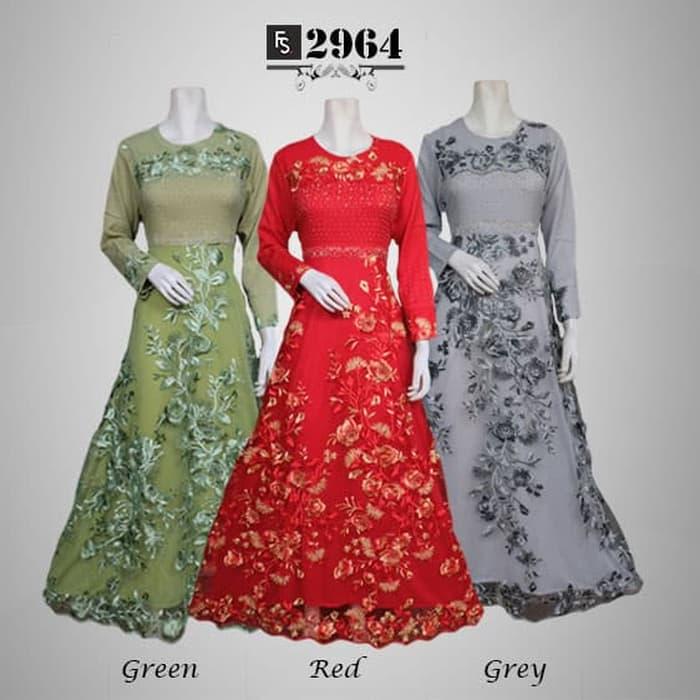 24 Model Baju Gaun Pesta Brokat Terusan Lengan Panjang Mewah dan Modern ...