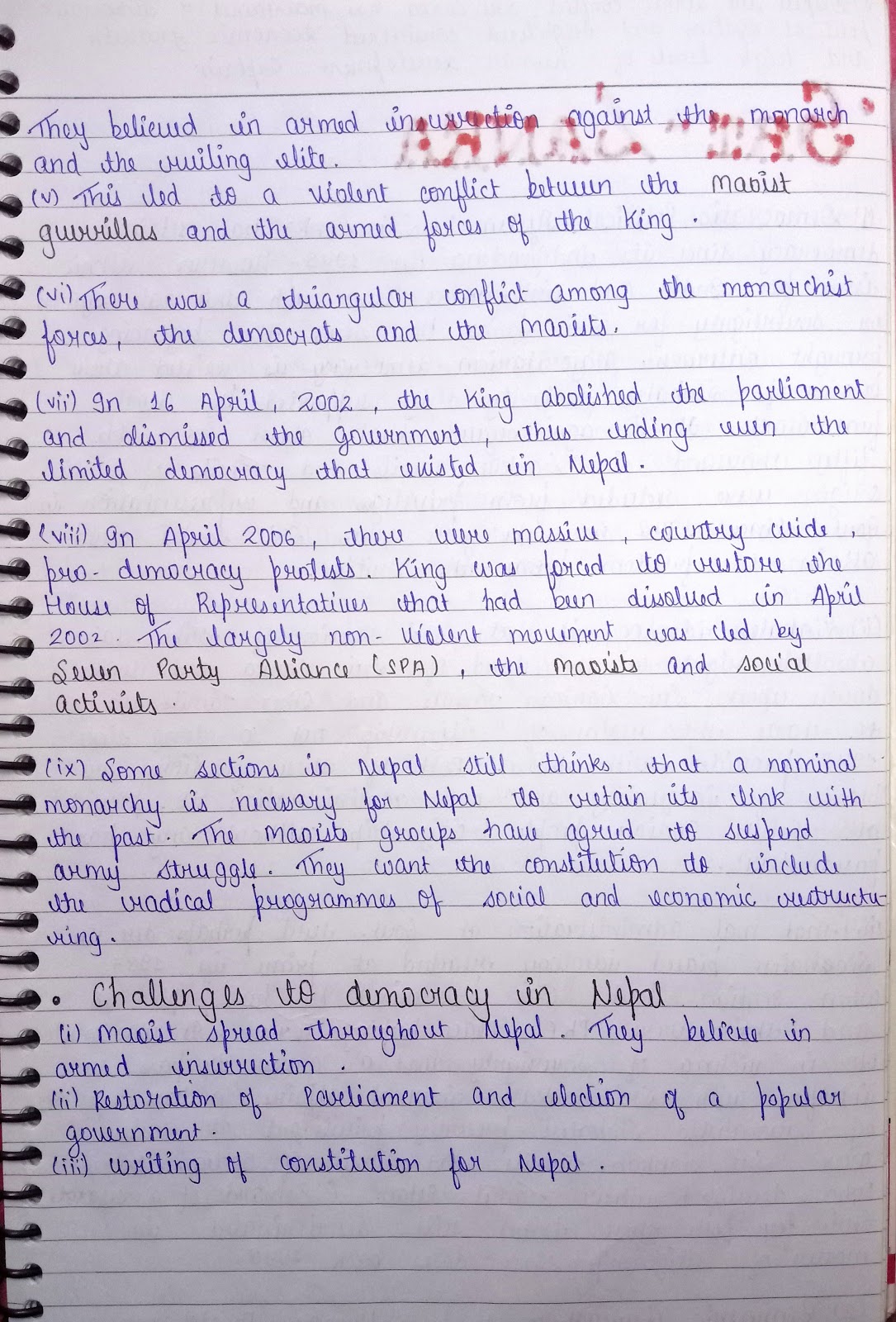 handwritten notes of Contemporary South Asia [political science] class ...