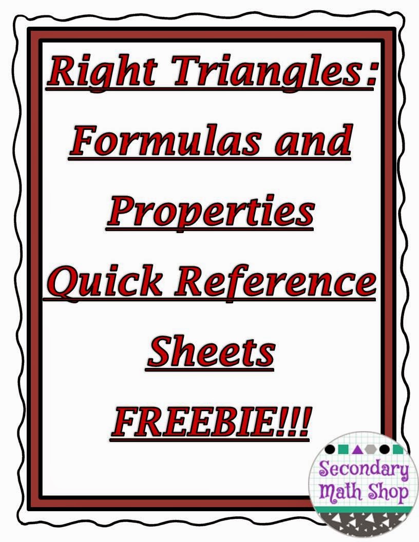 The Spectacular World Of Secondary Math: Quick Reference Sheets - A ...