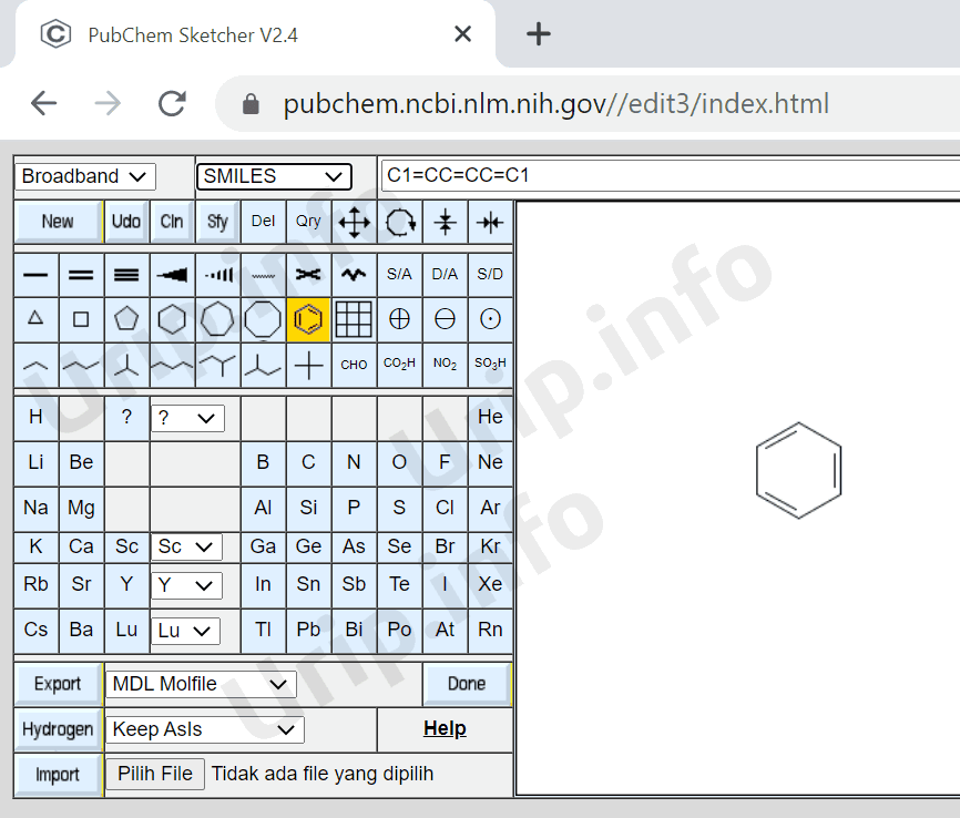 Konversi Struktur Molekul ke Format SMILES di ChemSketch, MarvinSketch ...