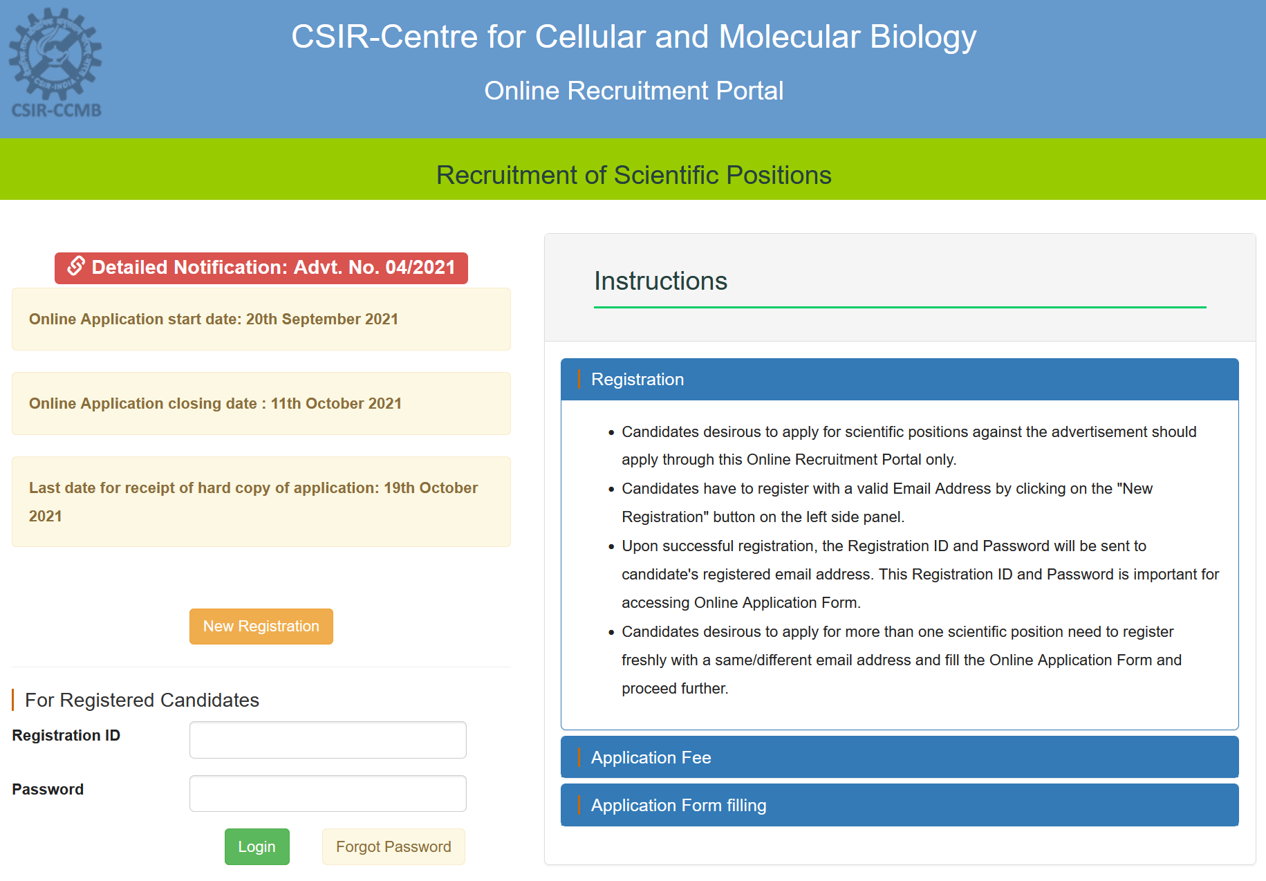 CCMB Hyderabad Recruitment 2021 Apply Online | 02 Senior Technical ...