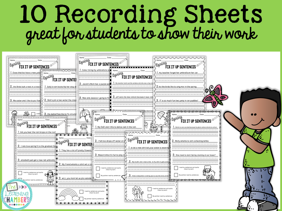 The Elementary Entourage: Spring Into Fix It Up Sentences