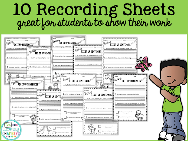 The Elementary Entourage: Spring Into Fix It Up Sentences