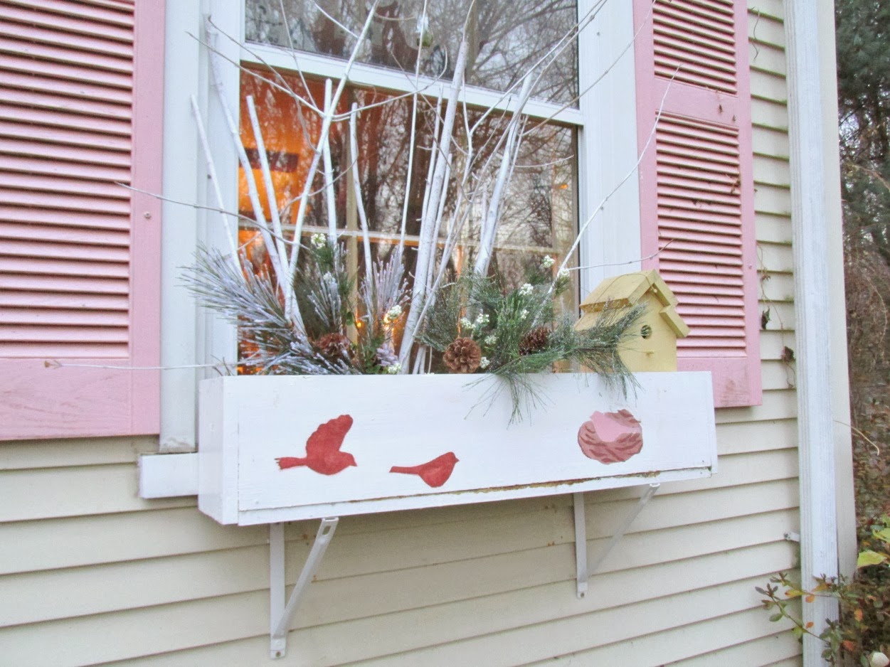 Faux White Birch Tree Sticks and Winter Window Boxes - Crafts a la mode
