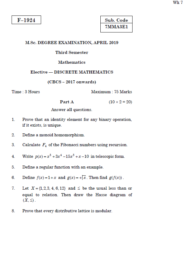 Alagappa University M.Sc.Mathematics Elective — DISCRETE MATHEMATICS ...