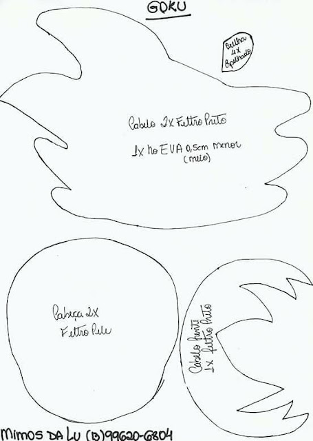 Molde Goku e Vegeta em feltro - Ver e Fazer
