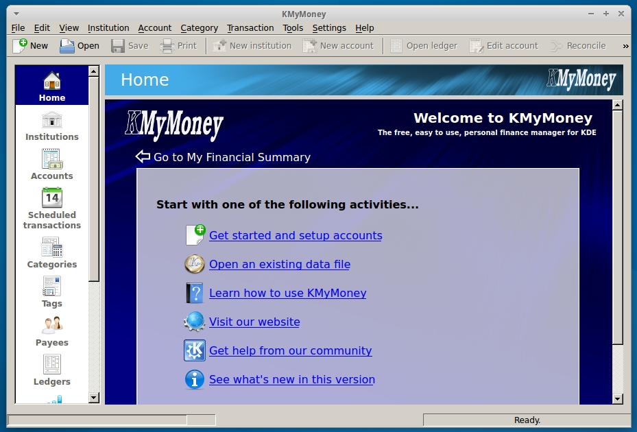 Instale o KMyMoney 4.7.2