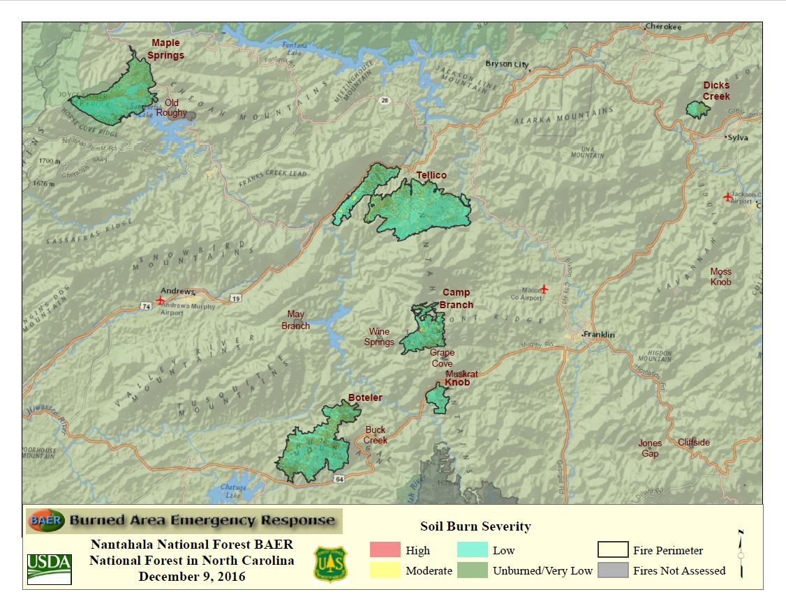WNC Burn Area Emergency Response: 12/09/16 - BAER Burned Area Severity ...