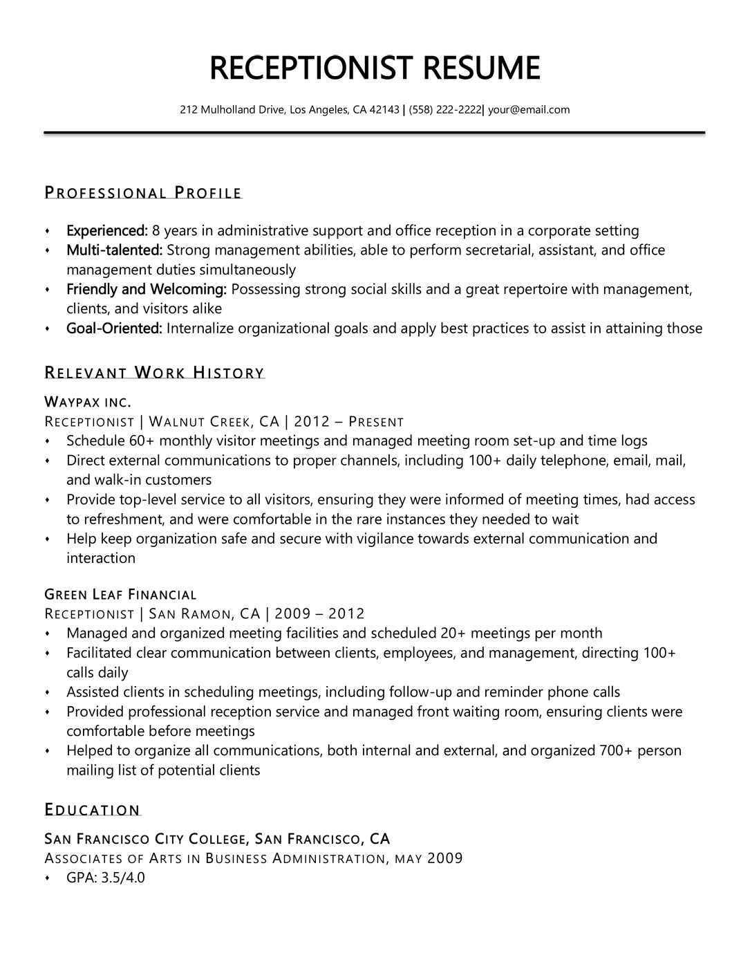 Receptionist Sample Resumes Certificate Letter receptionist-sample-resumes-certificate-letter