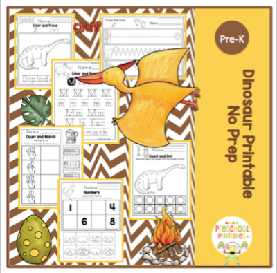 Dinosaur Printable "No Prep" ~ Preschool Printables