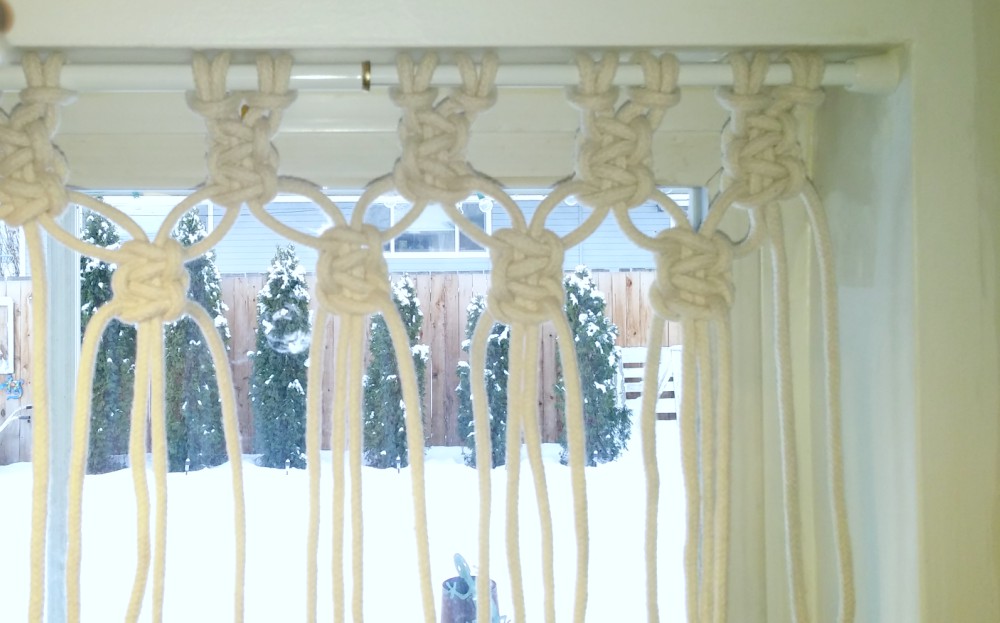 DIY Macrame Kitchen Curtain - Little Vintage Cottage