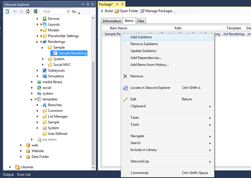 Explore Sitecore: Creating Package using Sitecore Rocks Explore Sitecore: Creating Package using Sitecore Rocks