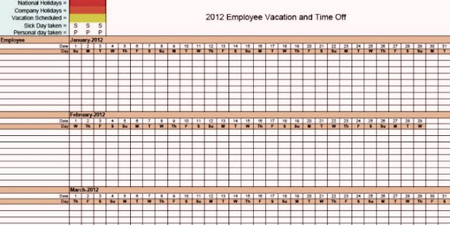 Excel Templates Format: Employee Vacation Tracker Templates