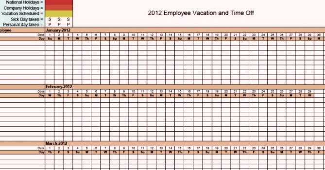 Excel Templates Format: Employee Vacation Tracker Templates