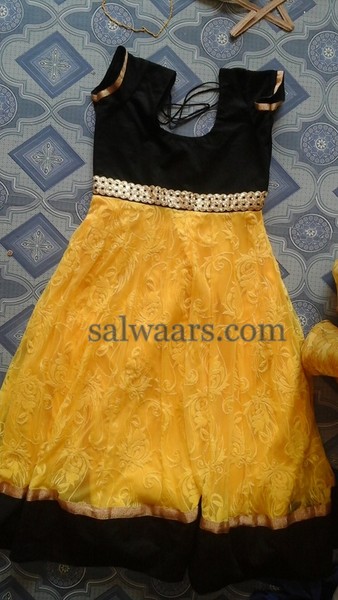Yellow Thread Work Long Frock - Indian Dresses