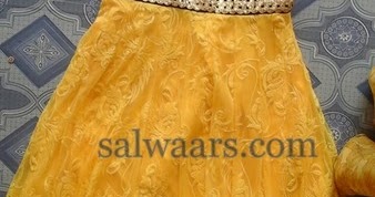 Yellow Thread Work Long Frock - Indian Dresses