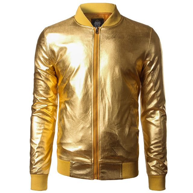 MF LEATHER WEAR: Baseball Jacket Men/Boy Shiny Gold