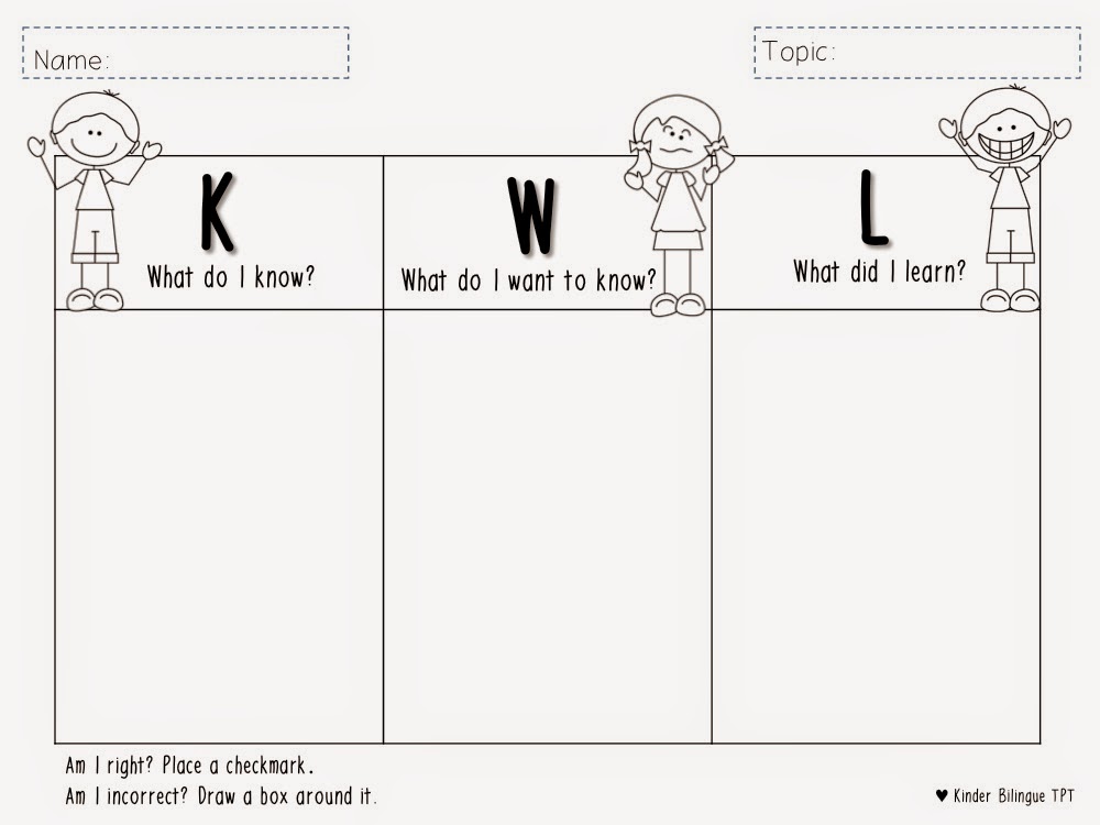 I Teach Bilinguals: Bilingual Teaching Resources: KWL Freebies by ...