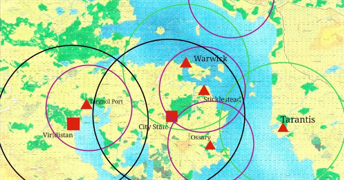 Alesmiter: WIlderlands Land Trade Radius and Political Boundaries