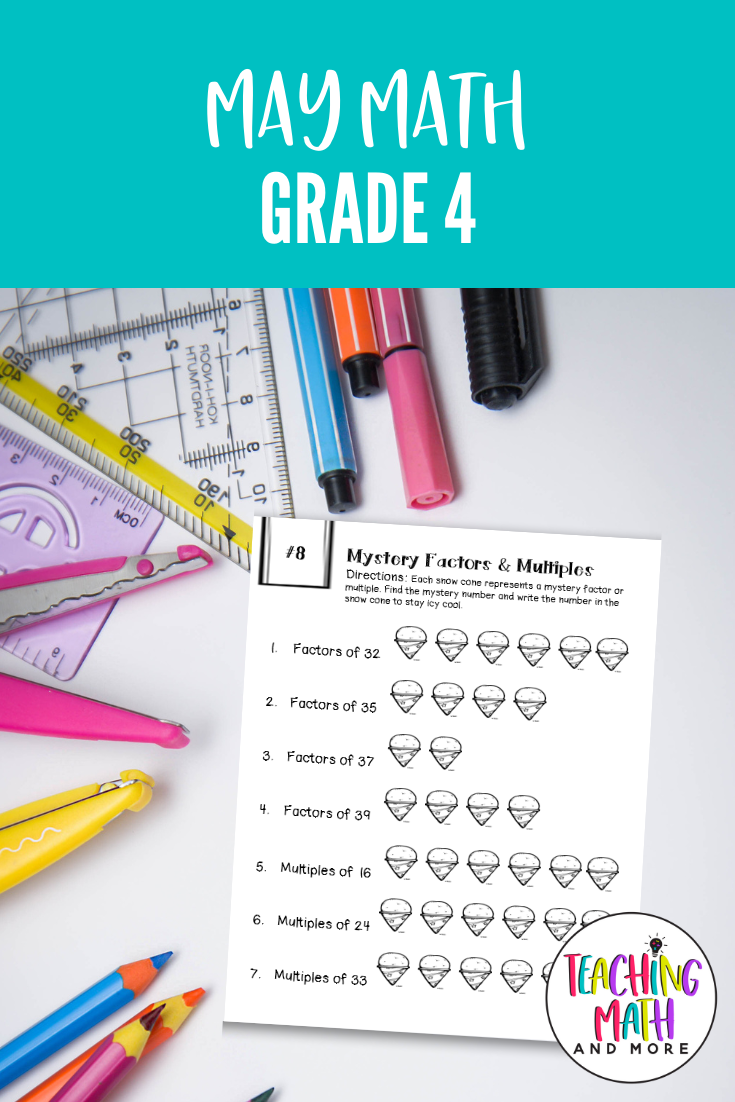 Kelly McCown: 4th Grade Math Worksheets for May
