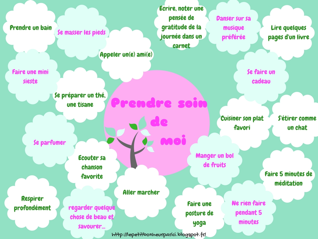 Au petit bonheur: Prendre soin de moi
