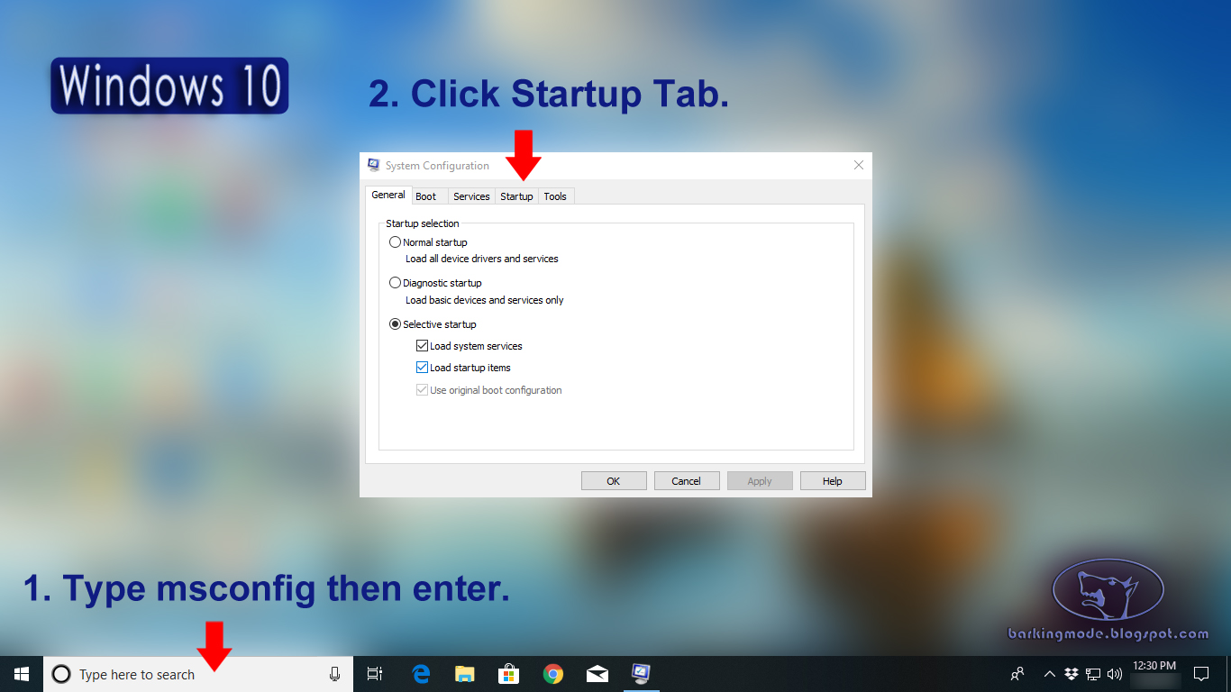How to configure or disable start-up files in windows 10.