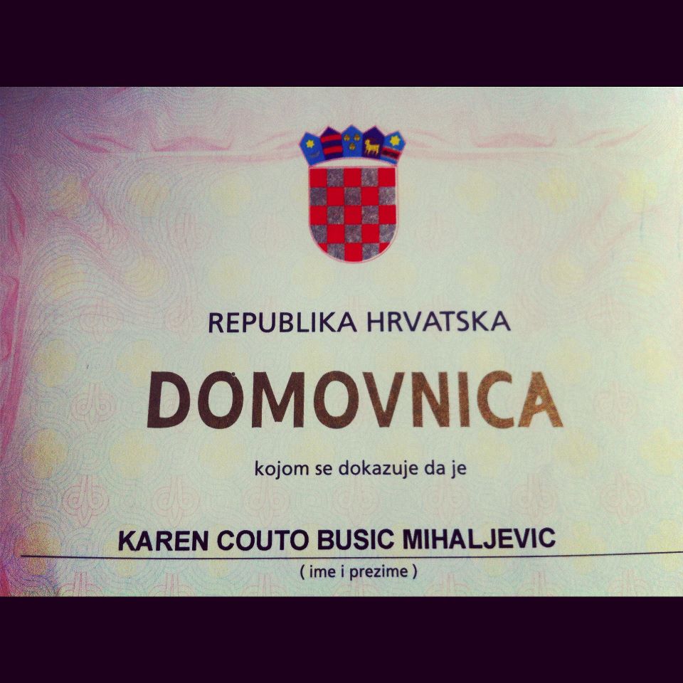 Uma viagem pela Croácia : Oficialmente croata - enfim a Domovnica