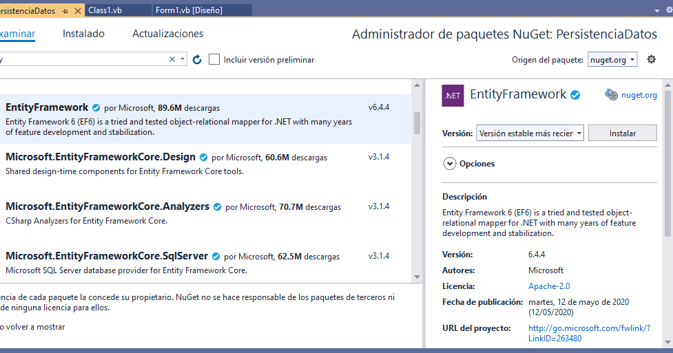 Ligth Knight: CRUD con Entity Framework para una aplicación de escritorio con VB.NET