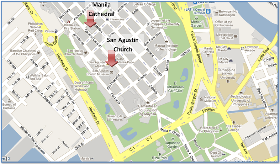 Manila Cathedral Map