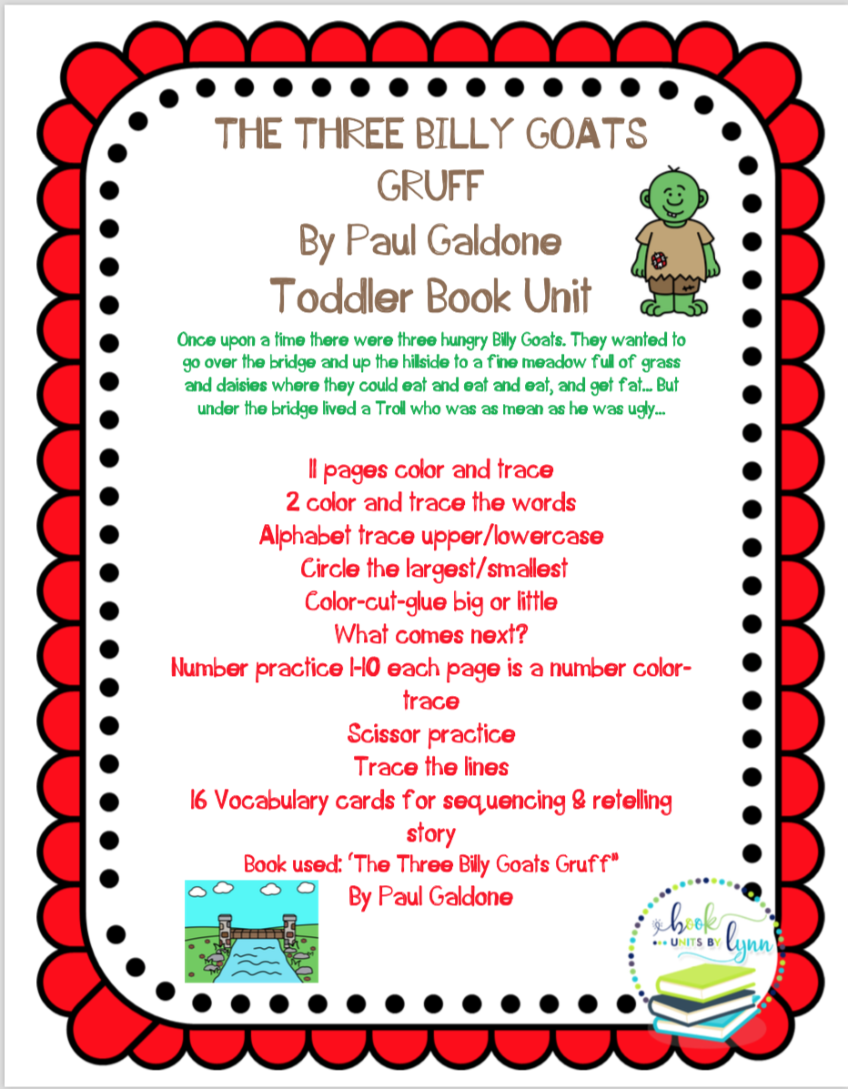 THE THREE BILLY GOATS GRUFF TODDLER BOOK UNIT ~ Book Units by Lynn