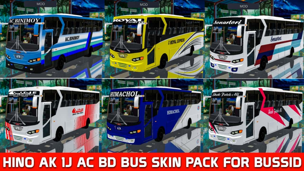 New Hino AK 1J Bangladeshi Bus Skin For Bus Simulator Indonesia