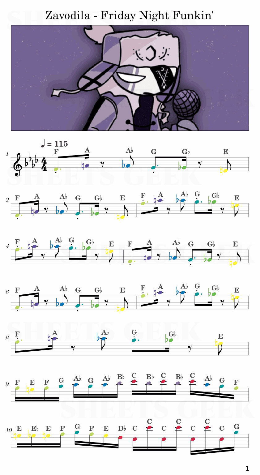 Zavodila - Friday Night Funkin' | Easy Sheet Music