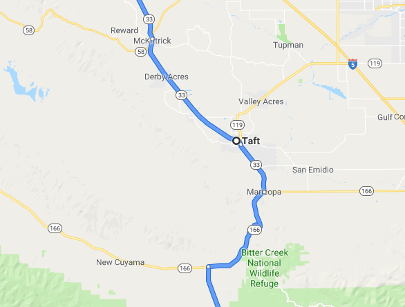 California State Route 33 and legacy of US Route 399 on the Maricopa ...