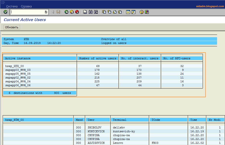 sidadm: Расширение функциональности транзакции SM04