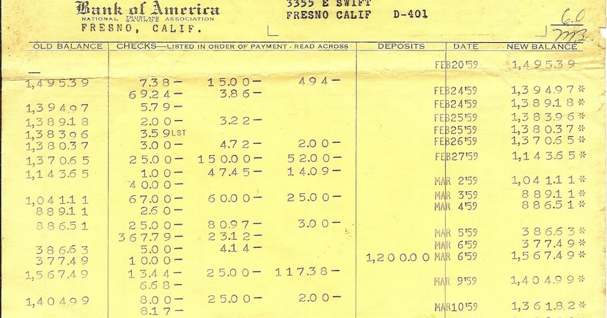 Rollie's Ramblings: Old Bank Statement