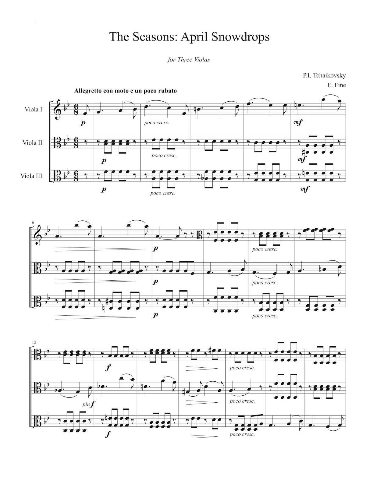 Elaine Fine's Thematic Catalog: Transcription: Tchaikovsky November ...
