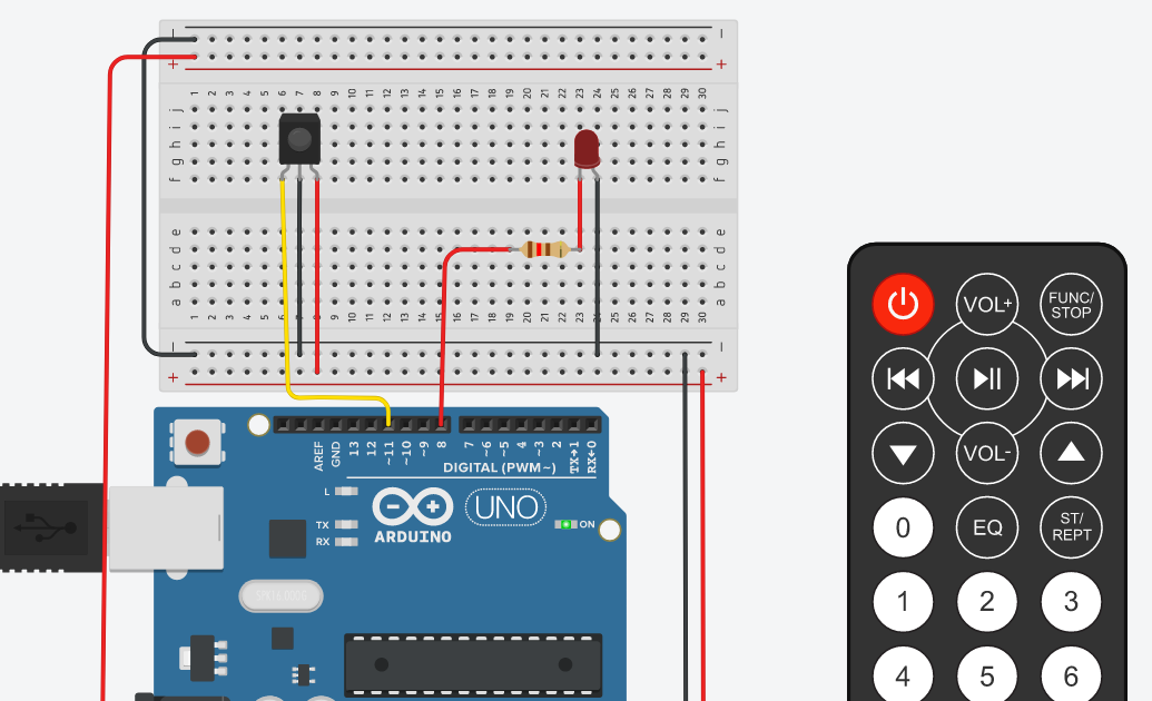 Mini proiect (22) - Control unui LED folosind TSOP4838 conectat la ...