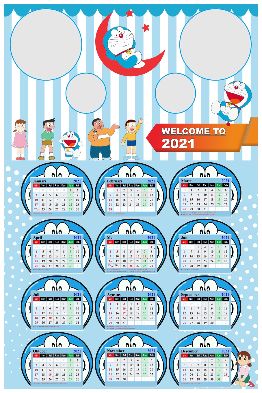 50 Template Kalender Dinding 2021 Part 2 (Free CDR) - TUTORiduan.com