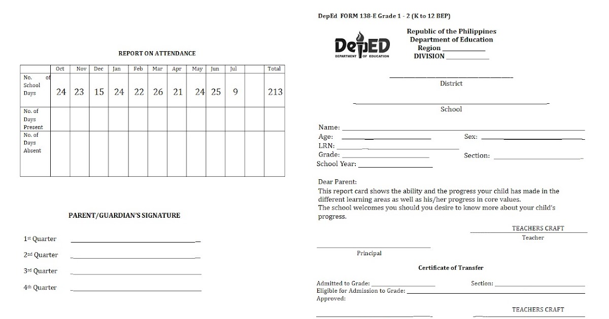 SCHOOL FORM 9 2020-2021 GR 1 & 2 NEW NORMAL - The Teacher's Craft