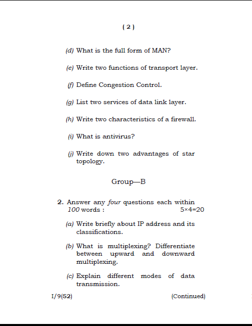 OSPU CSP DCS DCA Data Communication&Networking Dec 2019 Question Paper ...