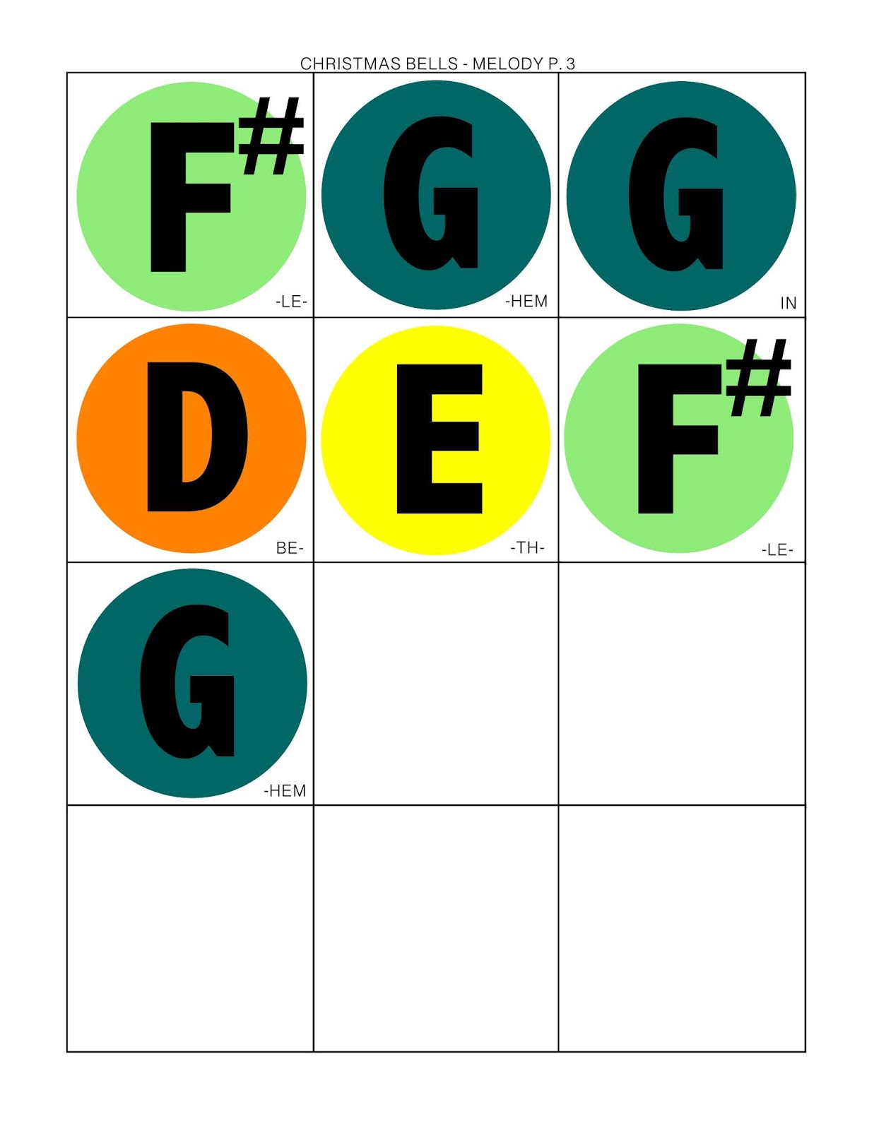 Camille's Primary Ideas: Christmas Bells - Bell Chart for Melody
