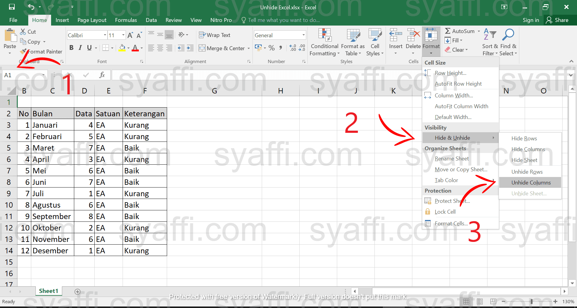 Cara Unhide Excel cara-unhide-excel