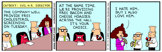 Learning with Dilbert.: workplace wellness with a side of donuts.