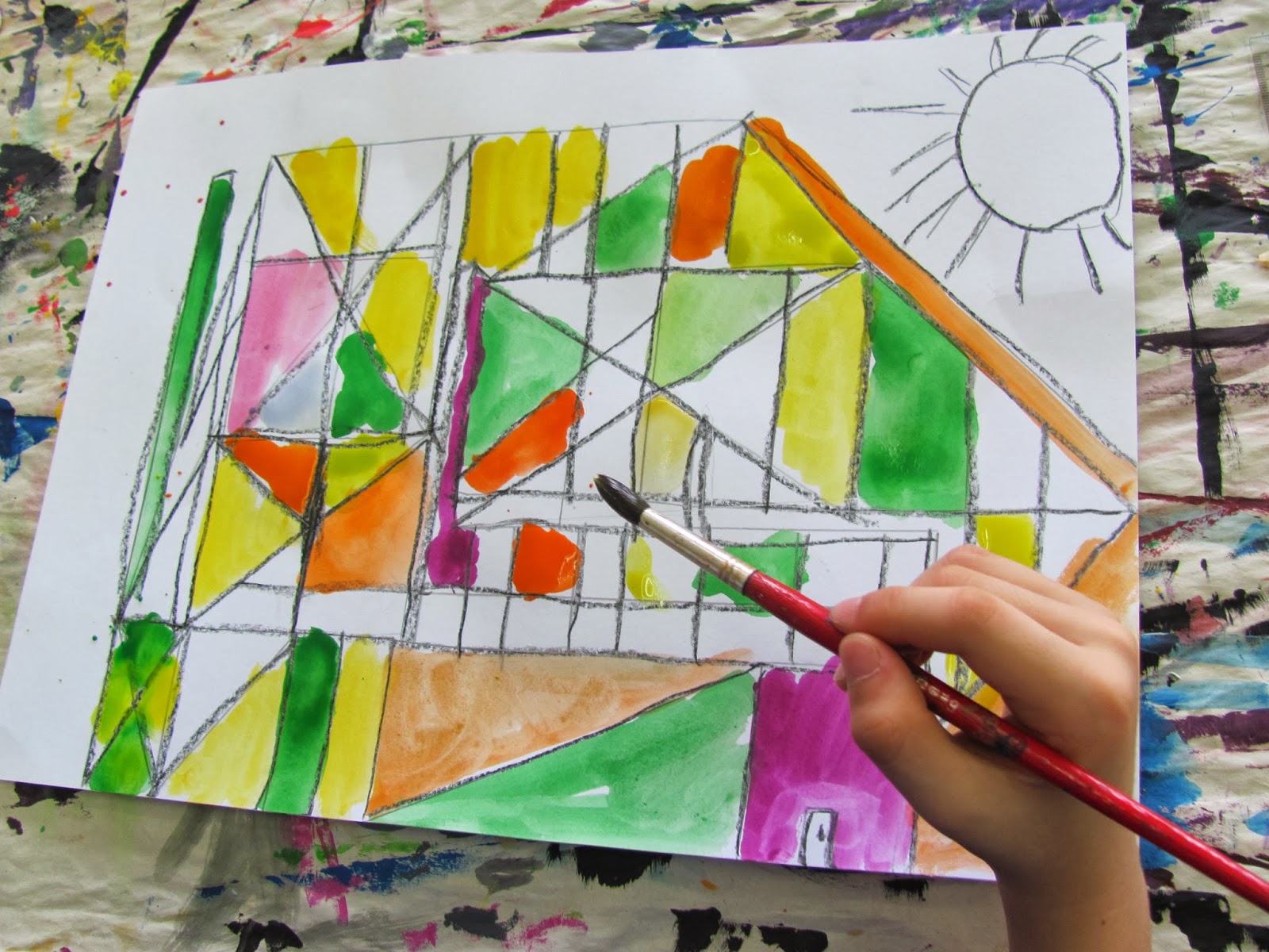 ES MS Art at Dalat: 1st Grade Project: Paul Klee - Castle and the Sun