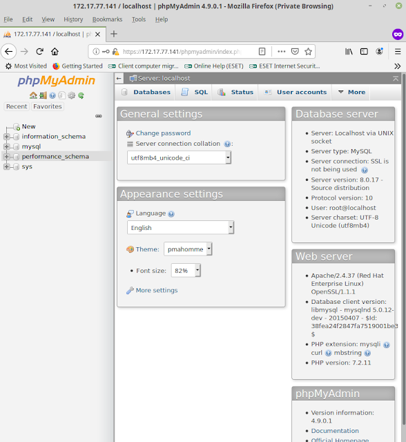 Redhat 8 Phpmyadmin Mysql 8.0